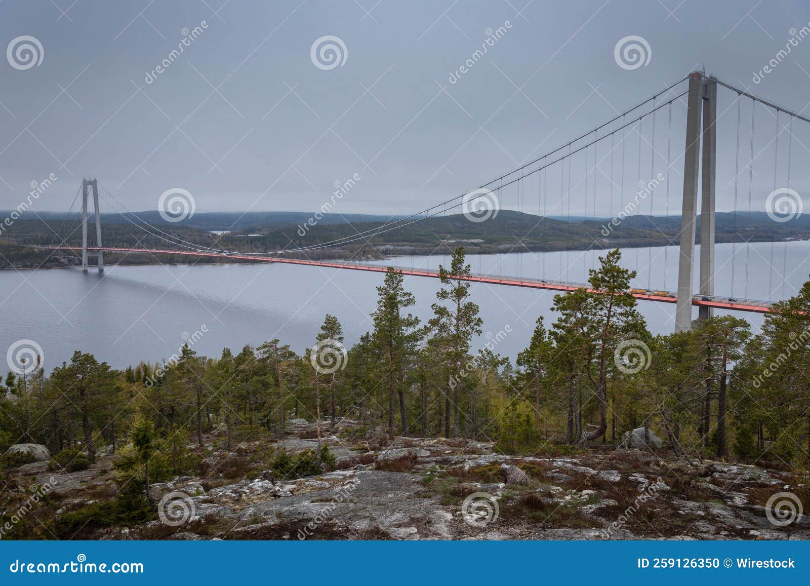 High Coast Bridge (Hogakustenbron) in Sweden Stock Photo - Image of ...