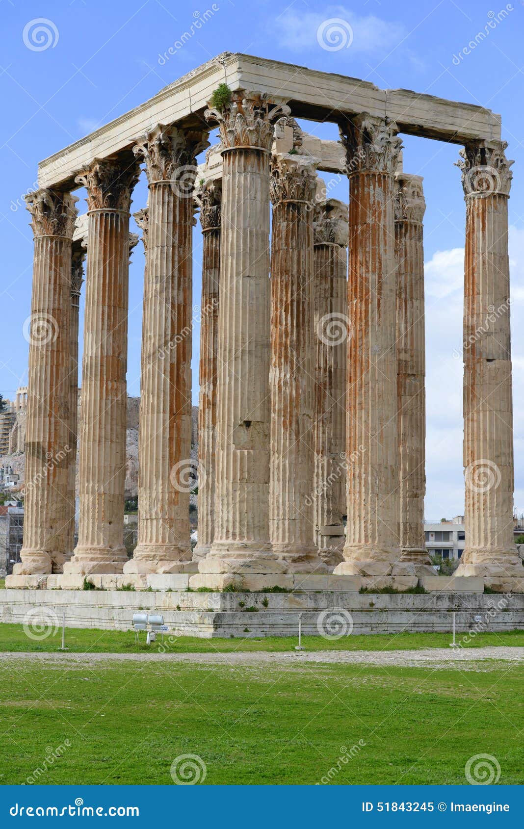 High Columns of Zeus Temple in Athens Stock Image - Image of details ...