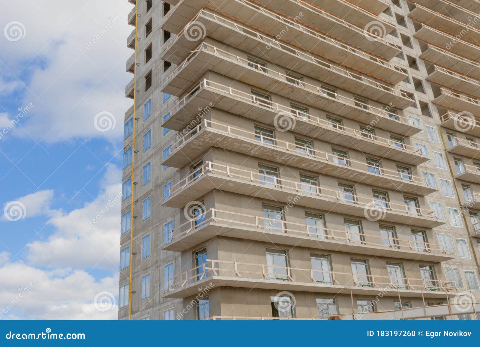 High Concrete and Metal House Building a Skyscraper Stock Photo - Image ...