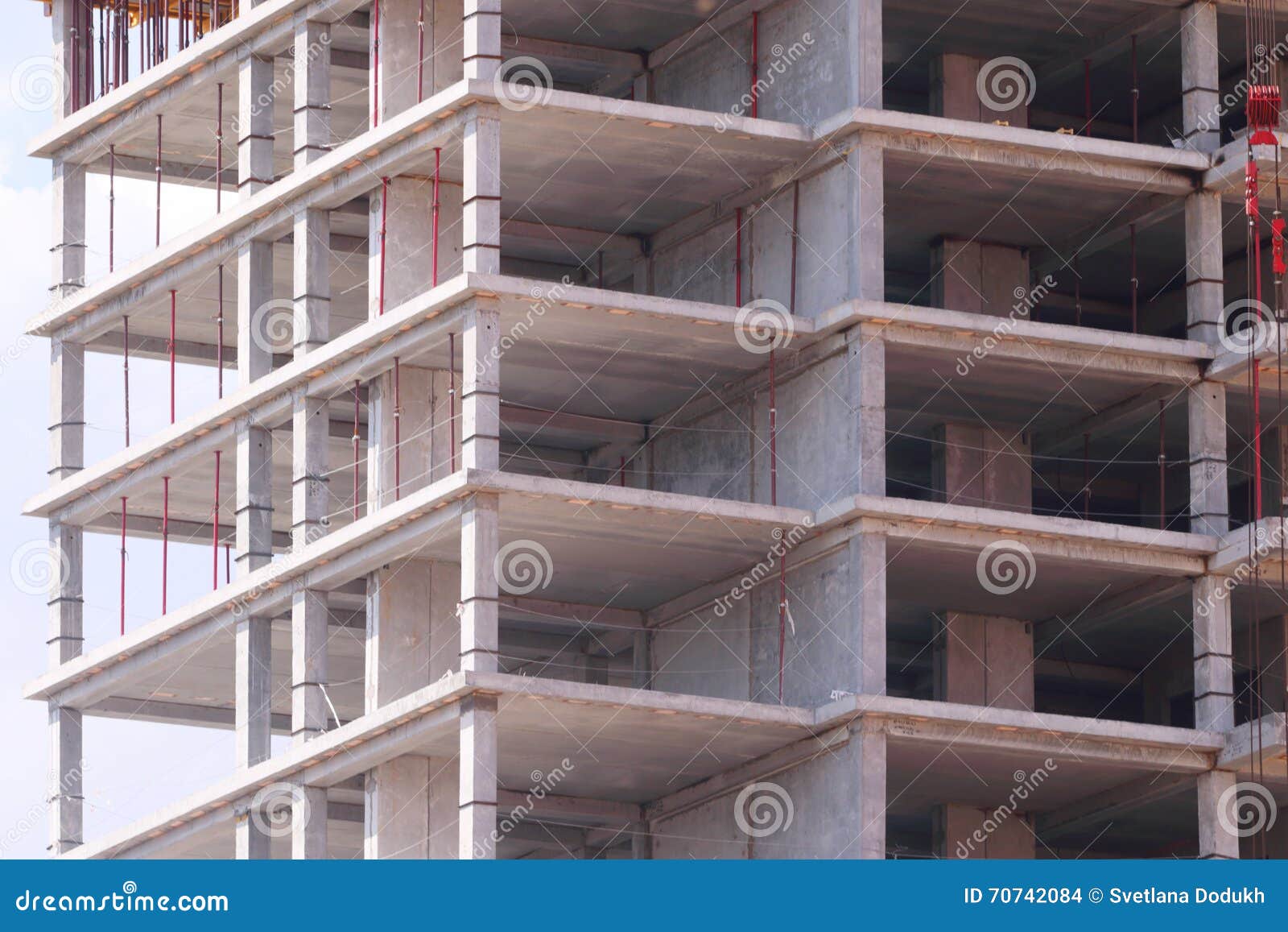 High Concrete Residential Building with Skeleton of Floors Stock Photo ...