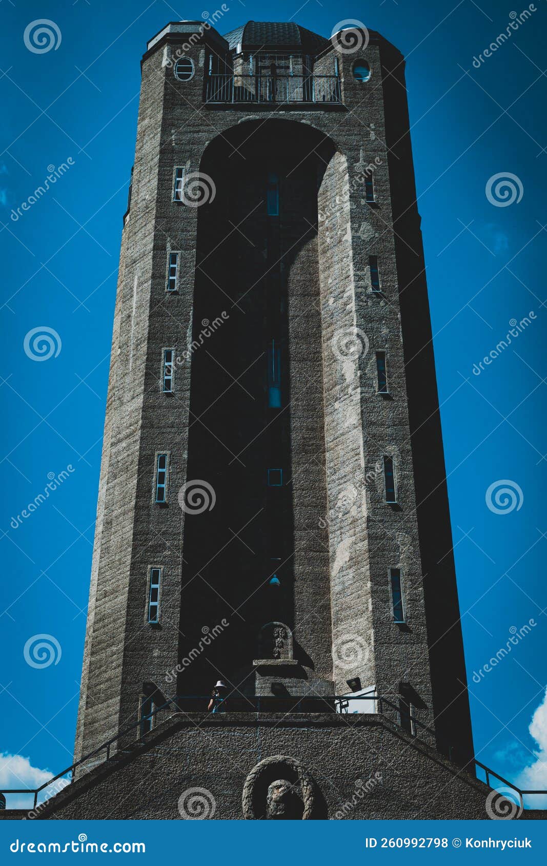 High Concrete Tower with Windows Stock Photo - Image of facade ...