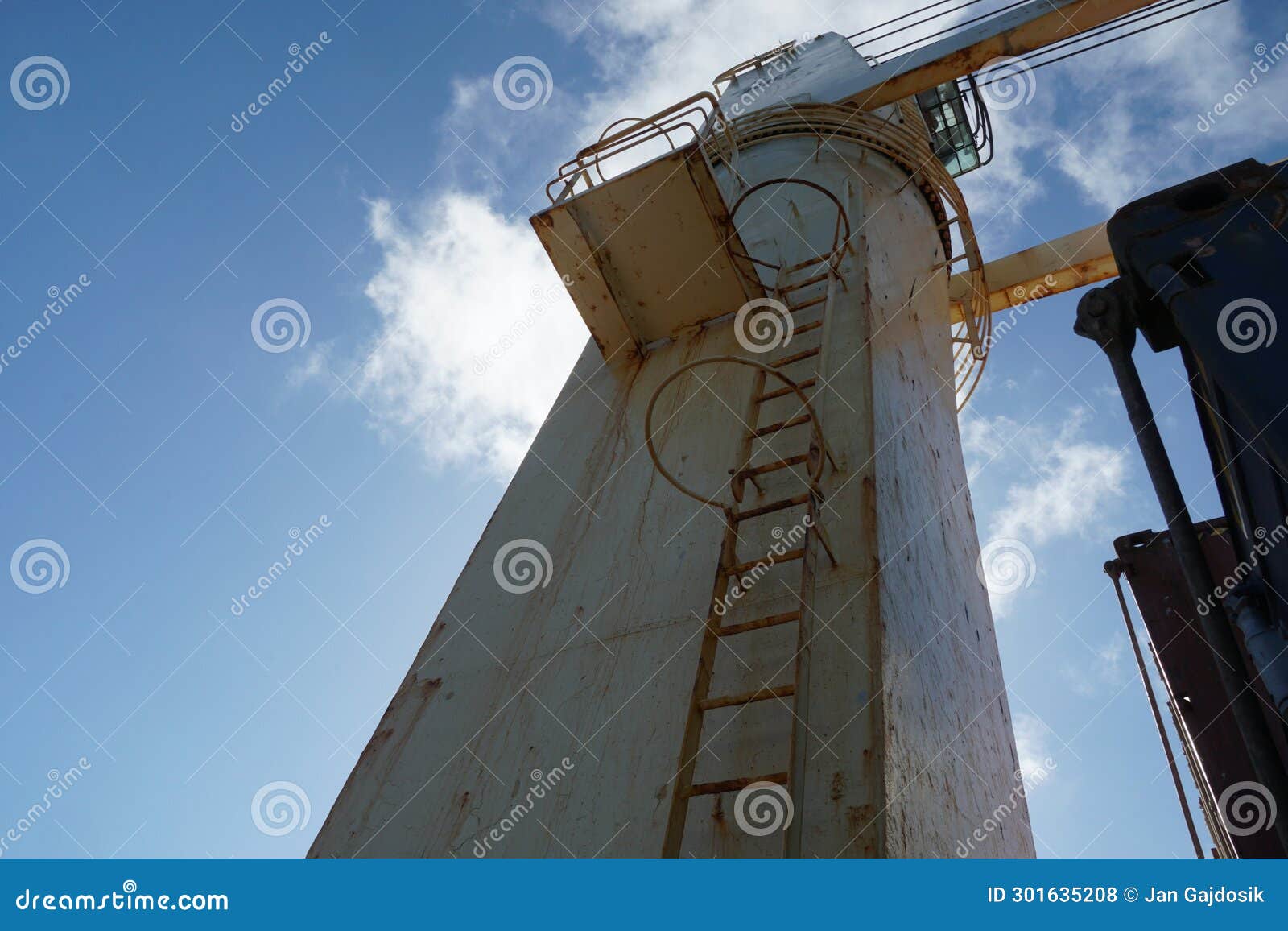 High Construction of the Crane with Ladder on Container Vessel Observed ...