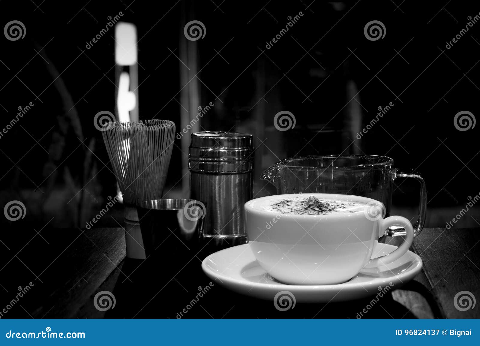 High Contrast Coffee Cup and Measuring Cup and Coffee Set Stock Image ...