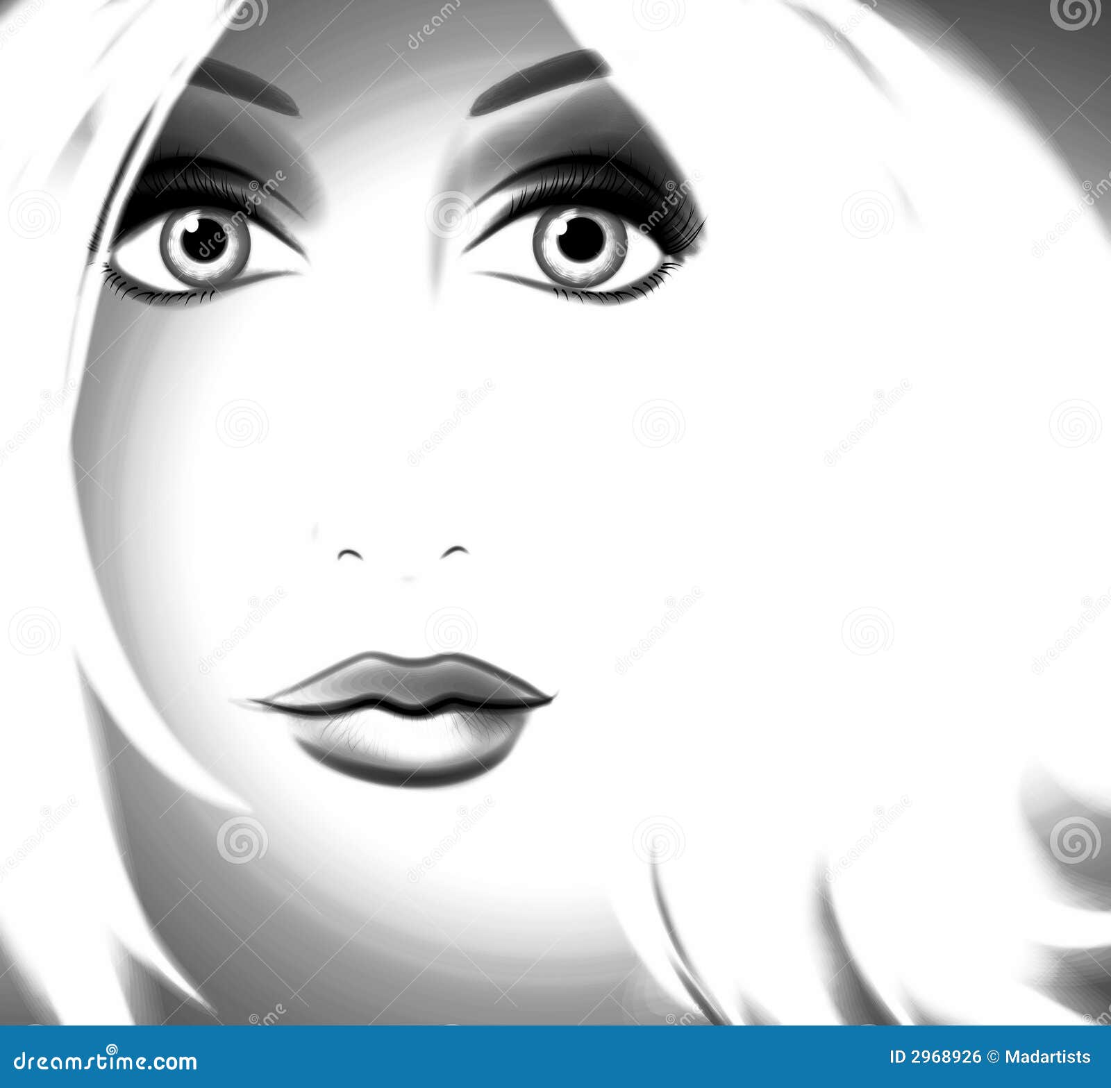 High Contrast Face of Woman 2 Stock Illustration - Illustration of ...