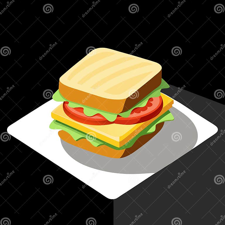 High Contrast Image of a Blt Sandwich on a Dark Table Stock Vector ...