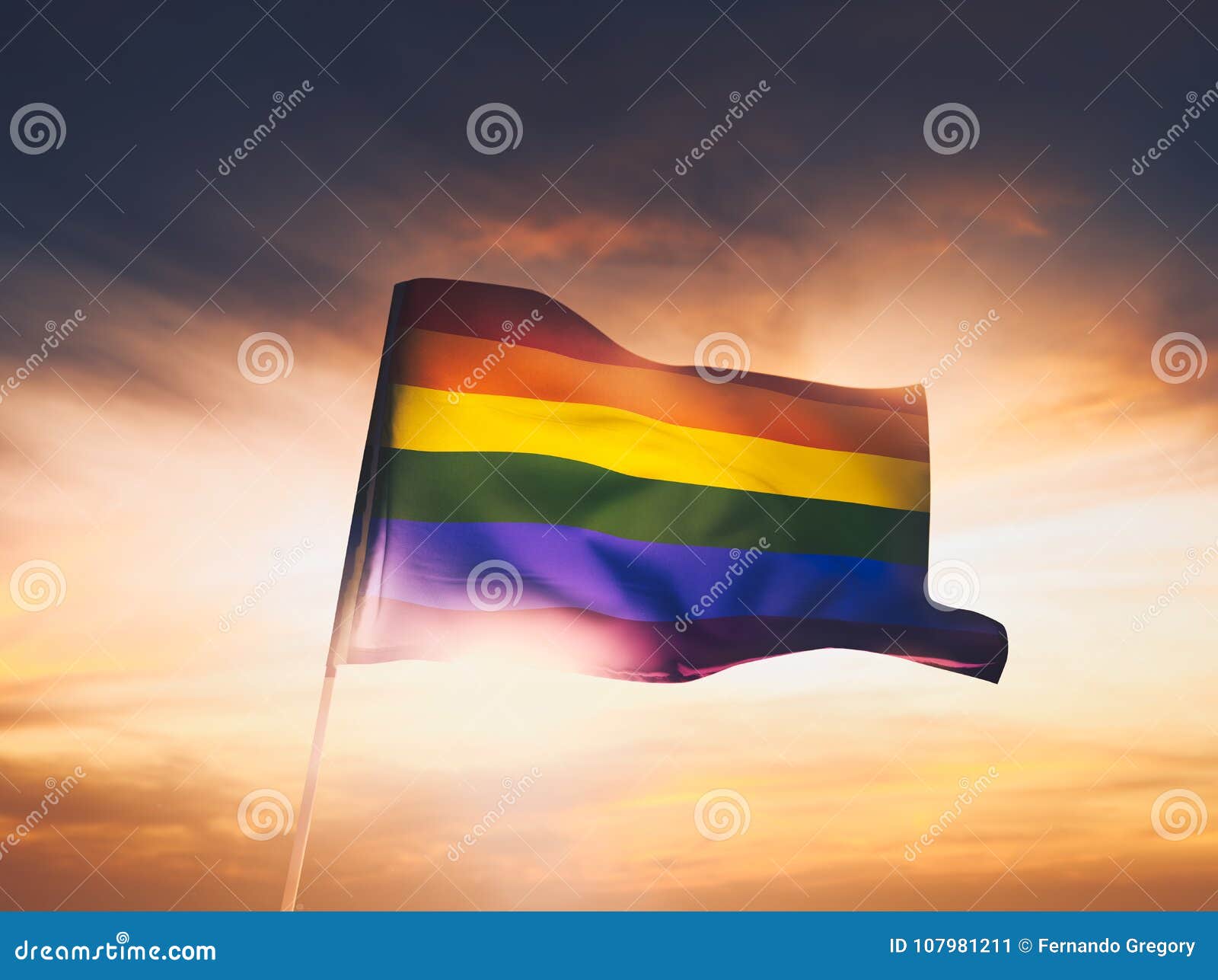 High Contrast Image of Gay Flag at Sunset Stock Image - Image of colors ...