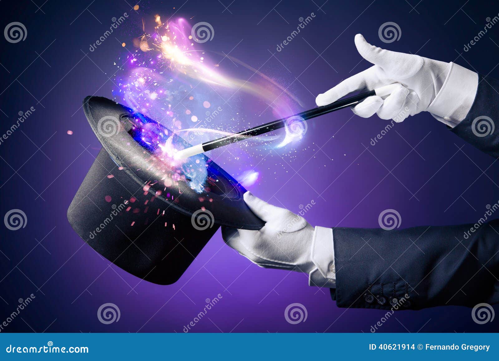 High Contrast Image of Magician Hand with Magic Wand Stock Photo ...