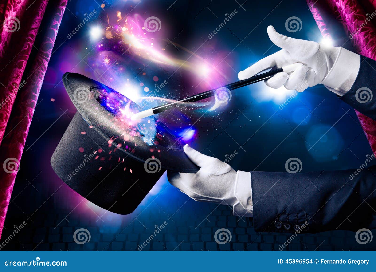 High Contrast Image of Magician Hand with Magic Wand Stock Photo ...