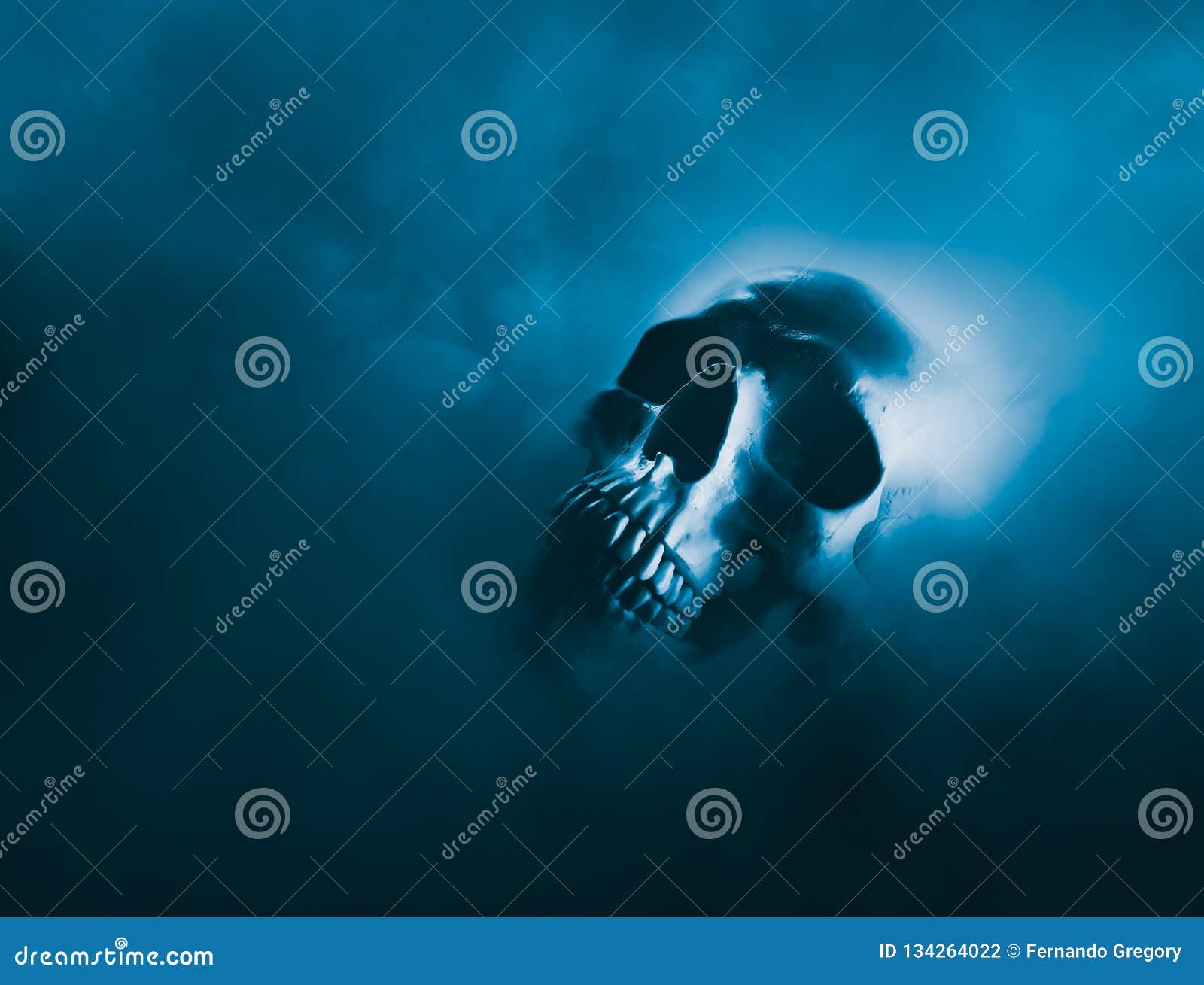 High Contrast Image of a Skull in a Smoke Cloud Stock Photo - Image of ...