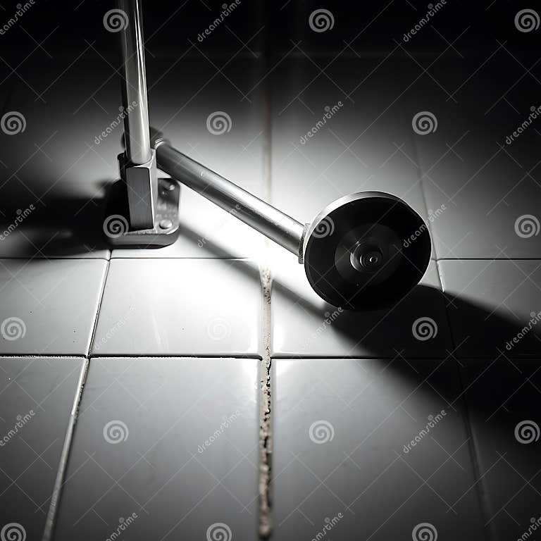 A High Contrast Image of a Tile Cutter with Bright Lights Highlighting ...