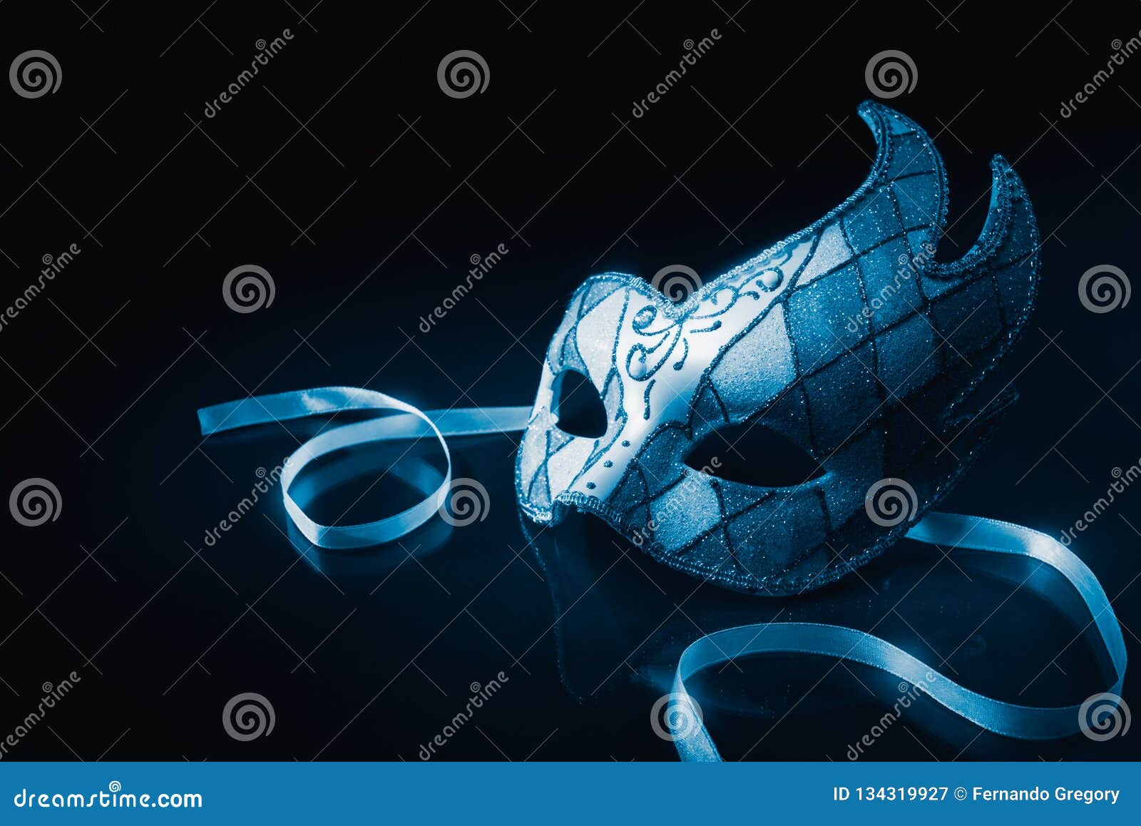 Ventetian Mask on a Reflective Surface, High Contrast Image Stock Image ...