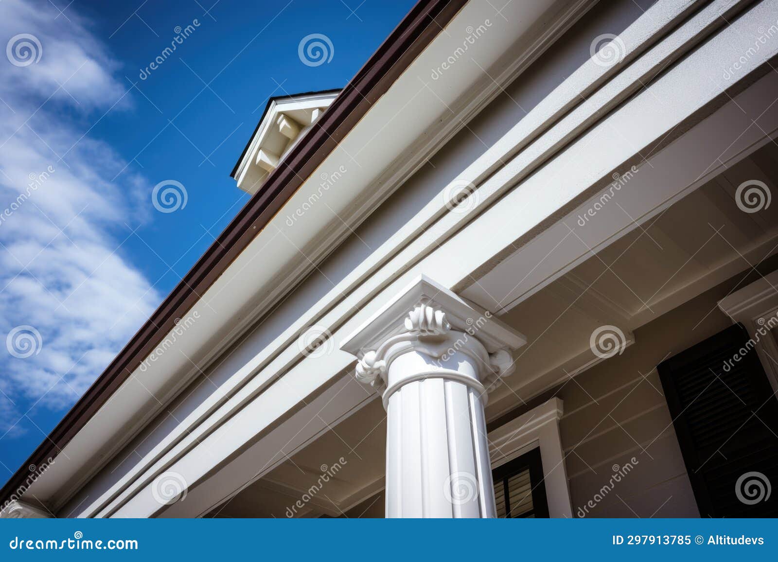High-contrast Shot of Deep Eaves on a Concrete Italianate Architecture ...