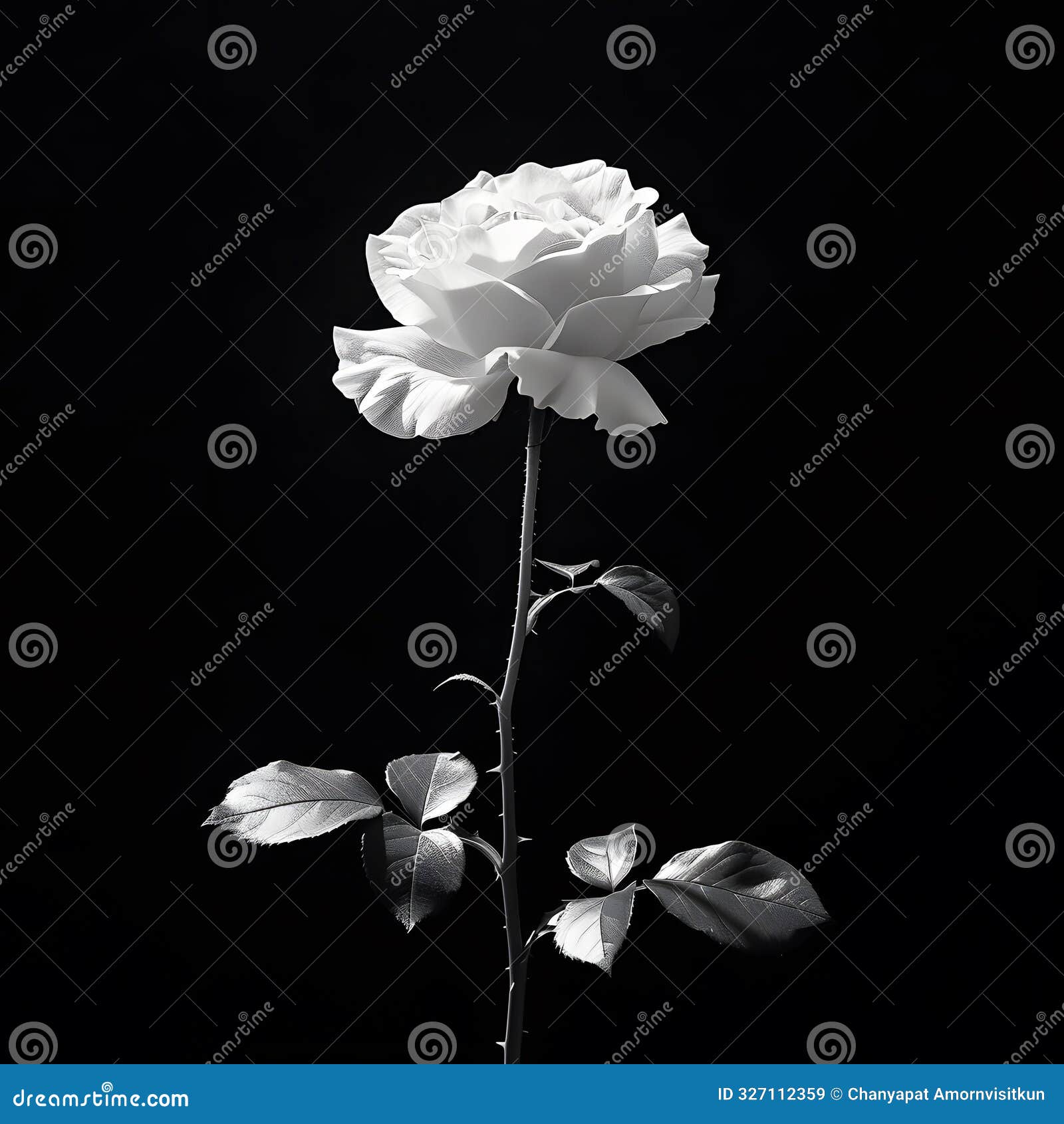 High Contrast Single Light Source White Rose Stock Illustration ...