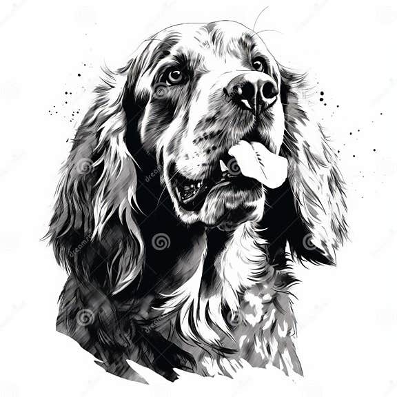 High Contrast Stencil Art Clumber Spaniel Design Tutorial Stock Illustration - Illustration of ...
