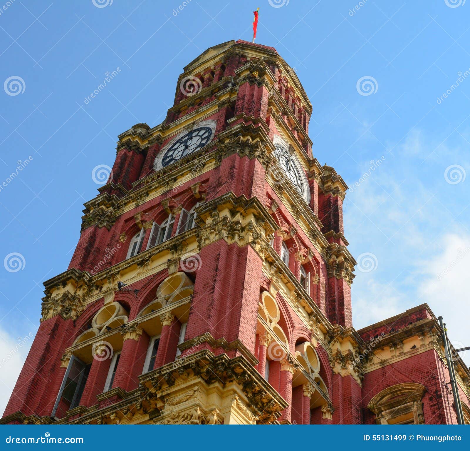 High Court in Yangon, Myanmar Stock Image - Image of clock ...