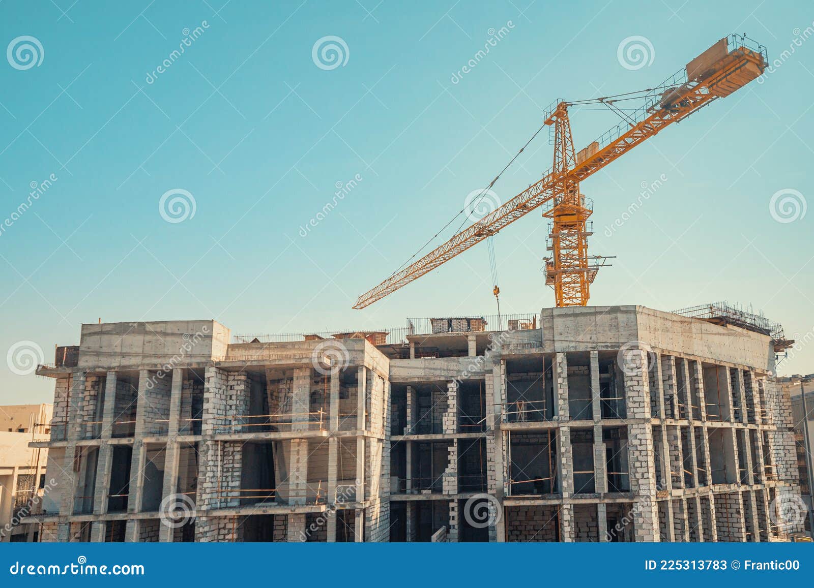 Crane on the Construction Site during the Building of Residential House ...
