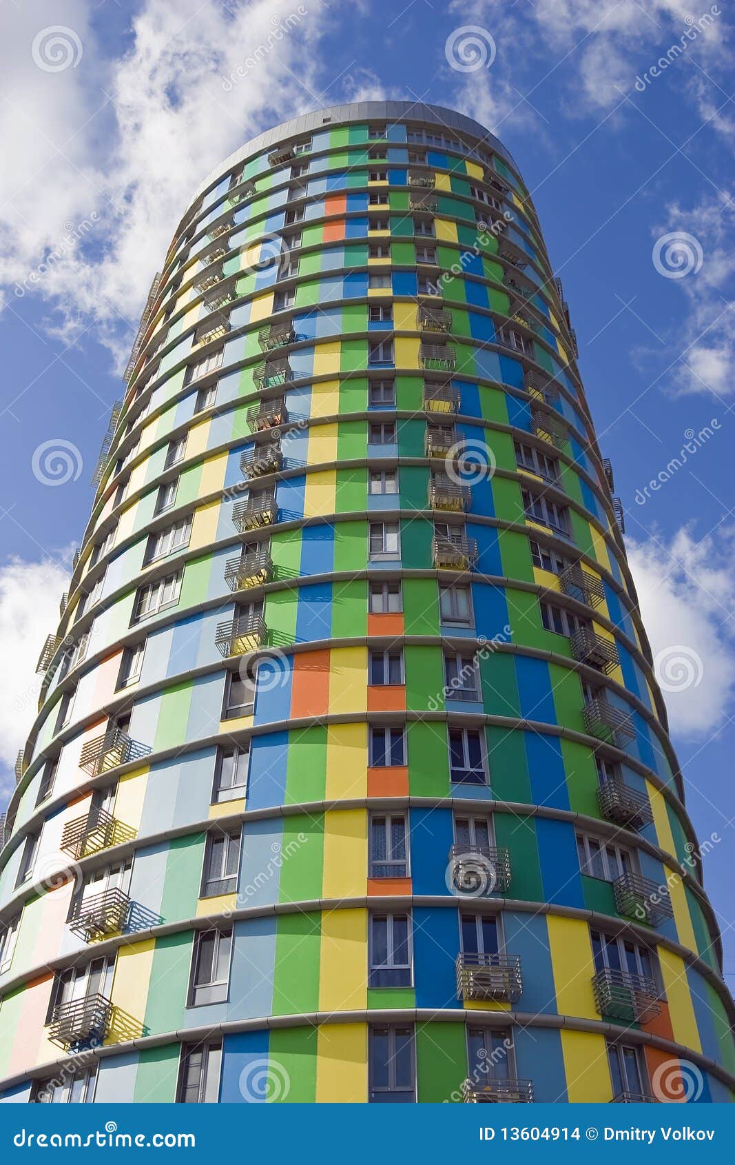 High cylindrical building stock photo. Image of balcony - 13604914