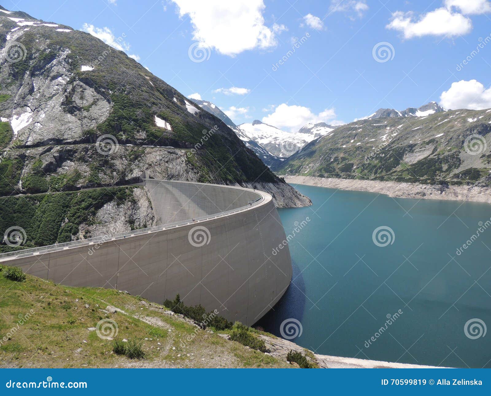 High Dam on the Mountain Lake in the Mountains Stock Image - Image of ...