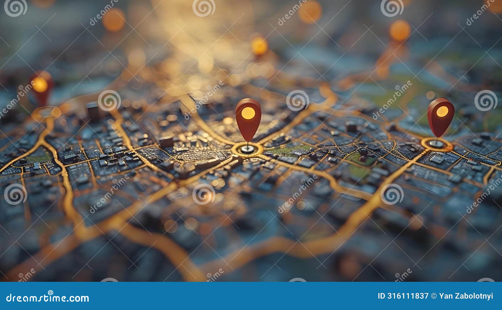 High-definition Animated GPS Tracking Map with Dynamic Markers. Concept ...
