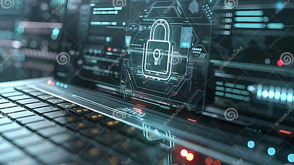 High Definition Cybersecurity Concept with Lock Symbol Generative AI ...