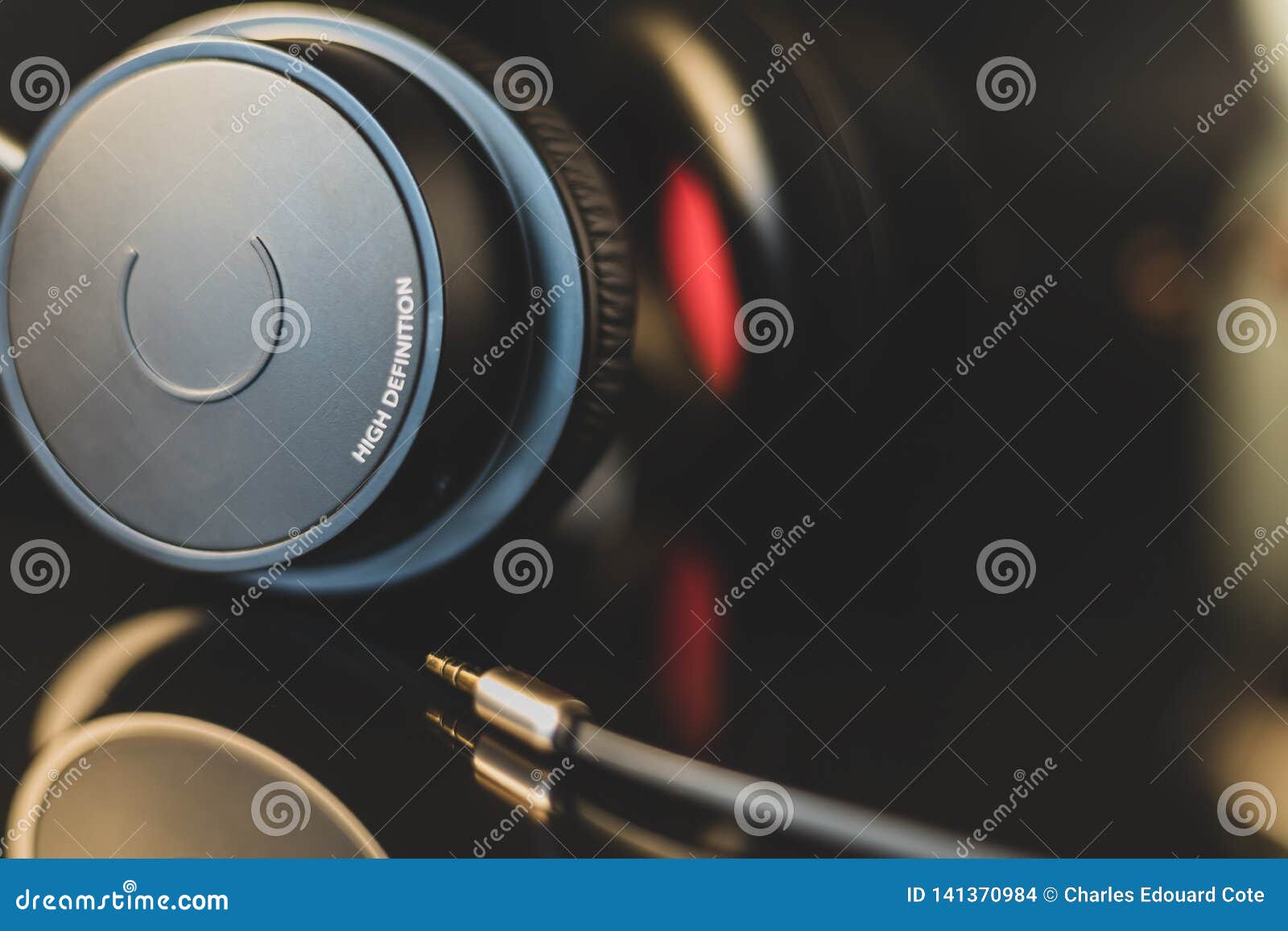 High Definition Earphone with Nice Reflection in Focus Stock Photo ...
