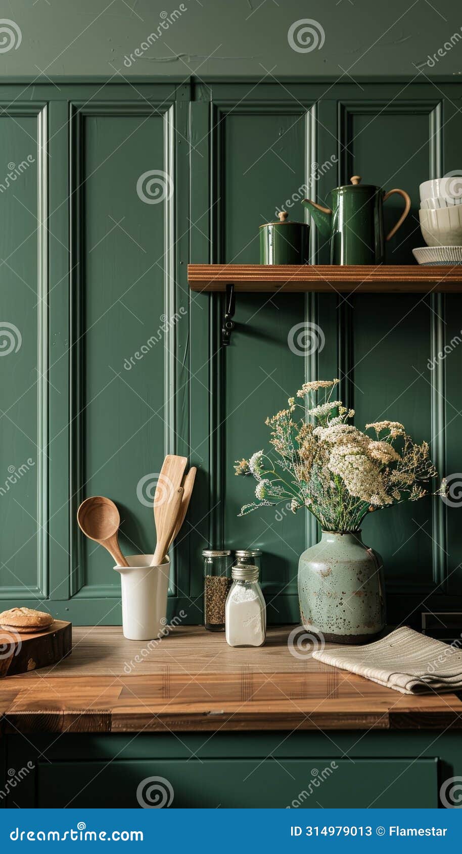 A High-definition Image Capturing the Elegance of Green Wall Panelling ...
