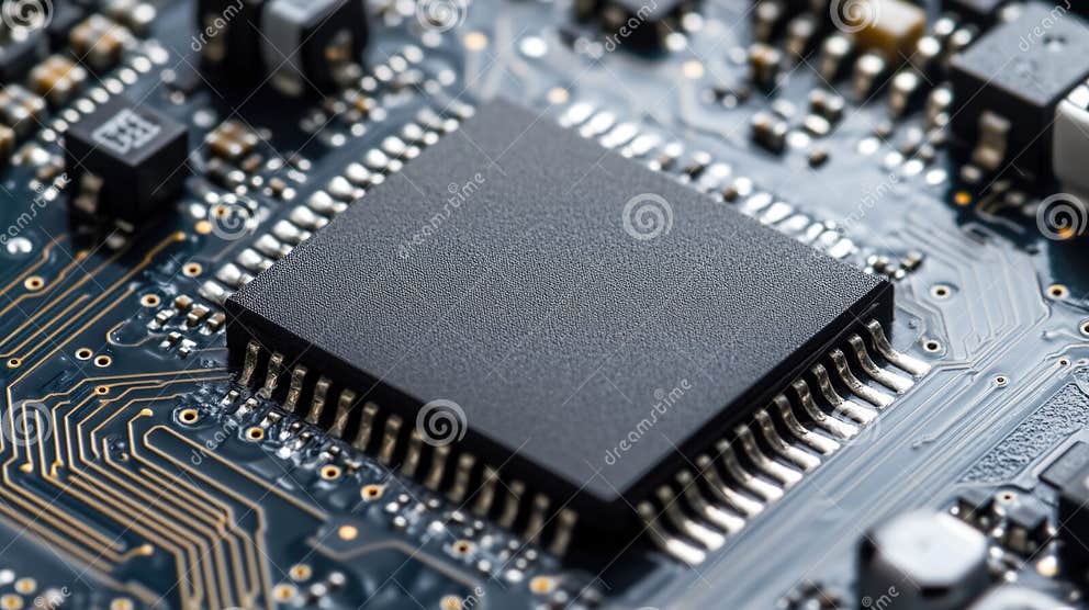 High-definition Image of a Computer Chip on a Motherboard Stock Image ...