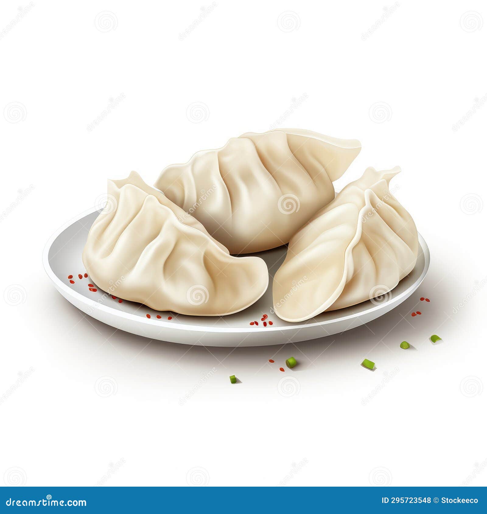 Realistic Vector Illustration of Dumplings on a Plate Stock ...