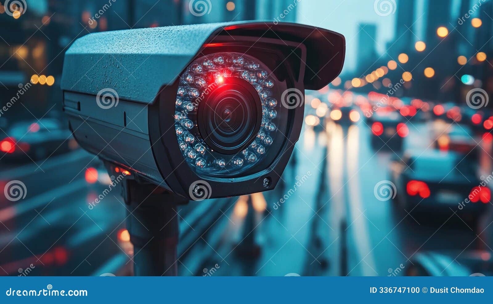 High Definition Smart CCTV Camera on Rainy Highway Capturing Traffic ...