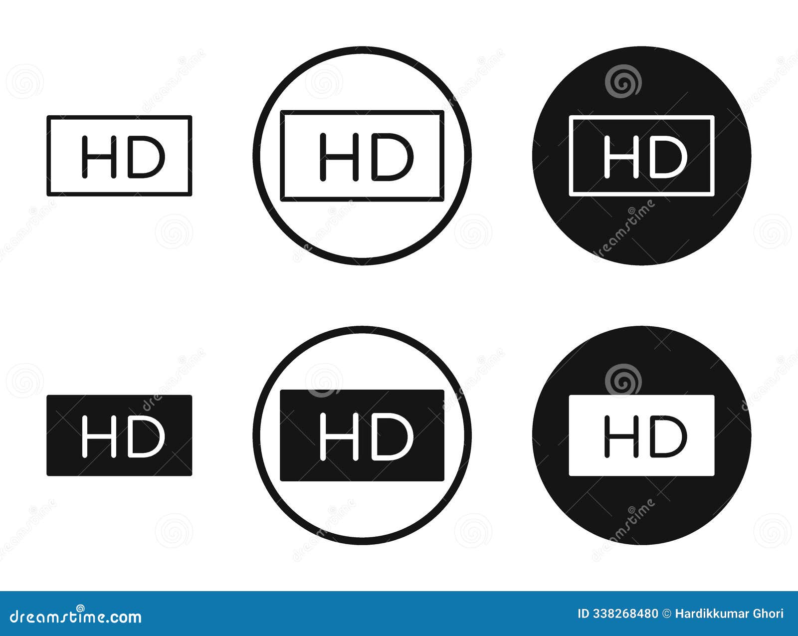 High Definition Vector Icon Set in Black and White Outlines Stock ...