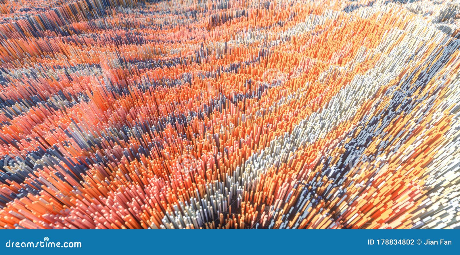 High Density Pixel Cubes Landscape, 3d Rendering Stock Illustration ...