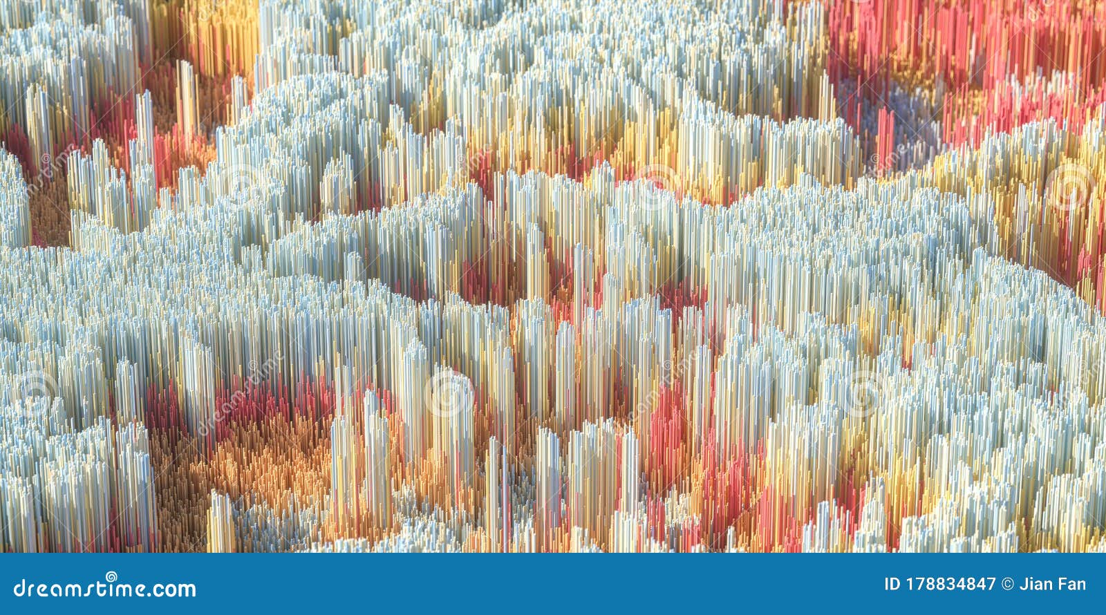 High Density Pixel Cubes Landscape, 3d Rendering Stock Illustration ...