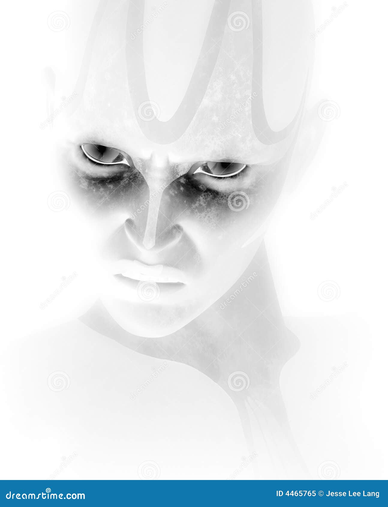 High detail alien portrait stock illustration. Illustration of platinum ...
