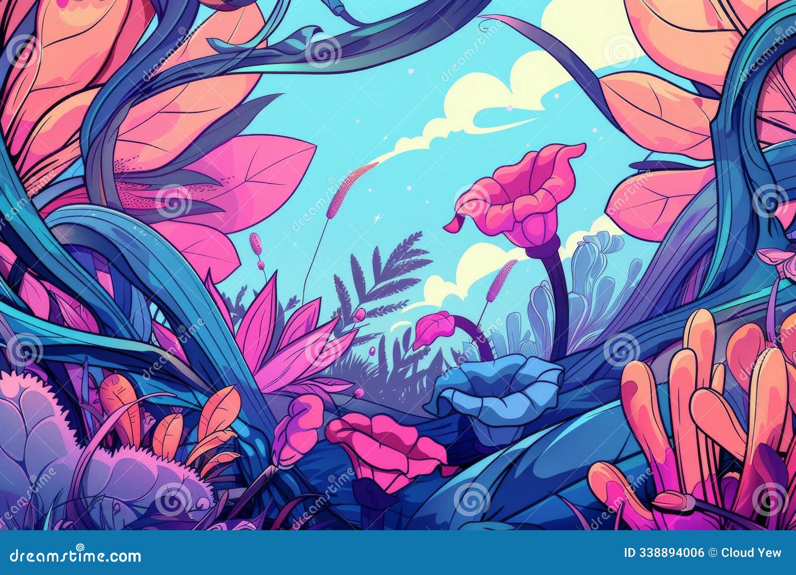 High-detail Cartoon Background Featuring Realistic Hand-drawn Elements ...