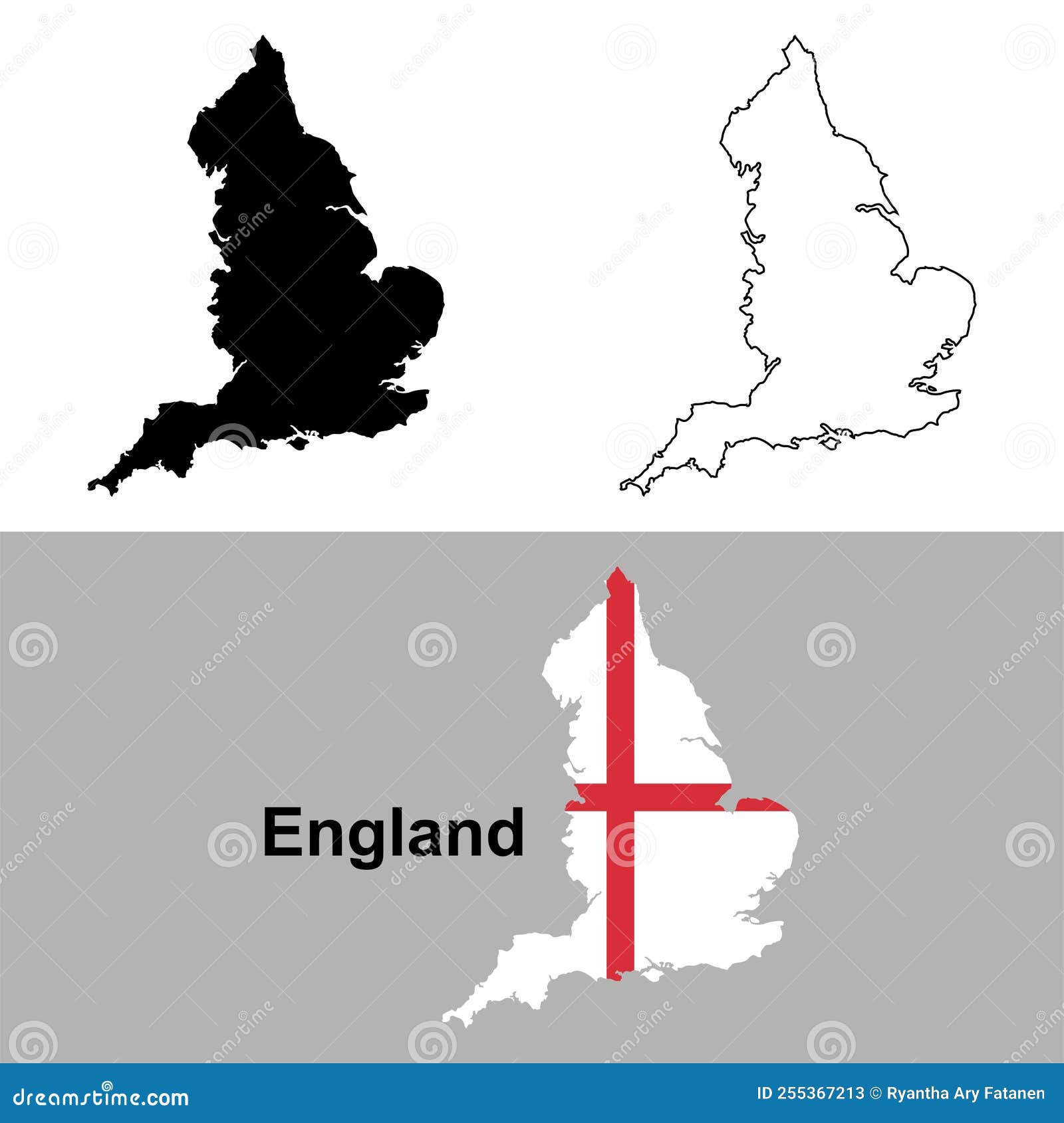 England Vector Illustration Map. Stock Vector - Illustration of font ...