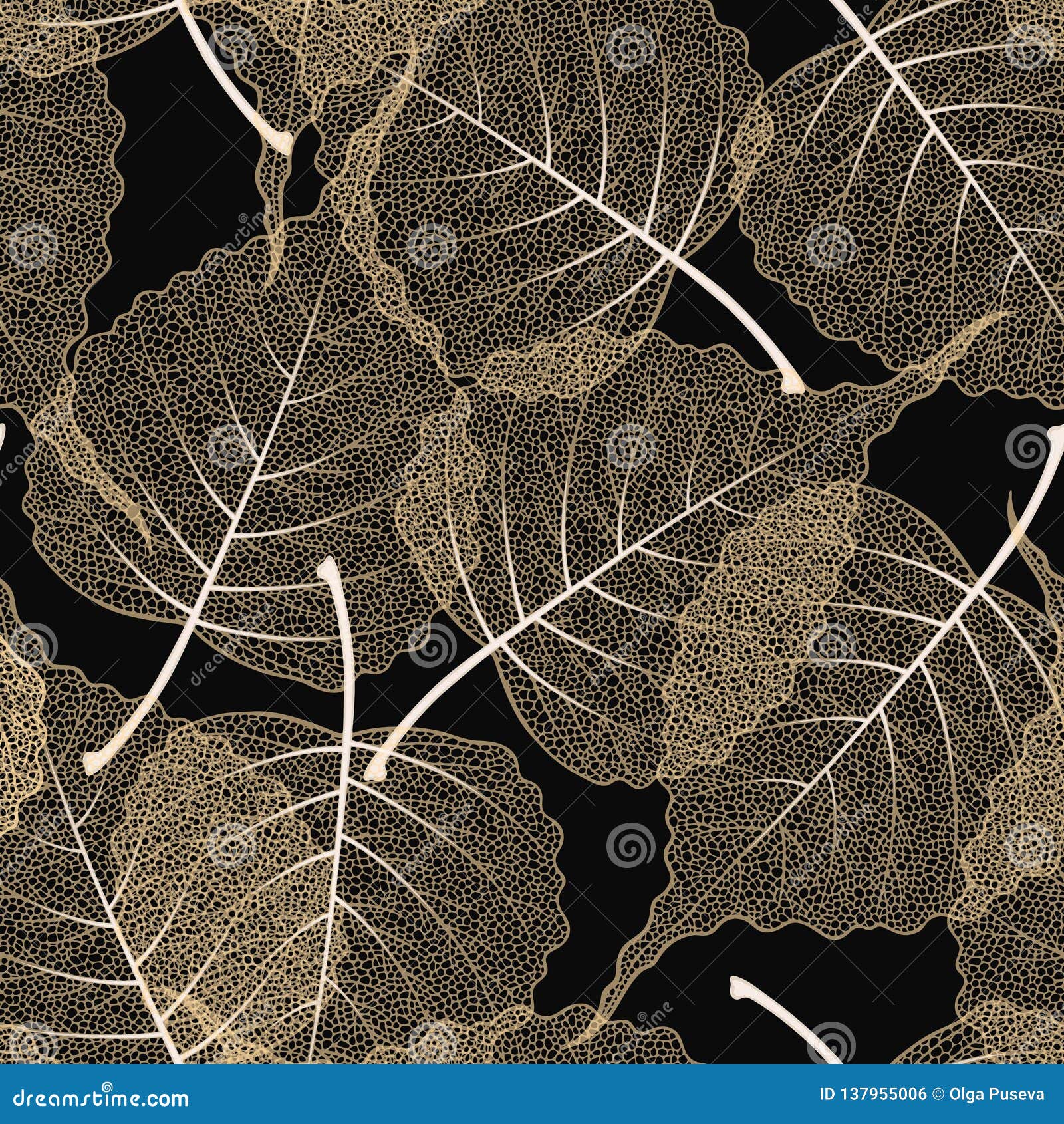 High Detail Skeleton Leaf Vector Seamless Pattern Stock Vector ...