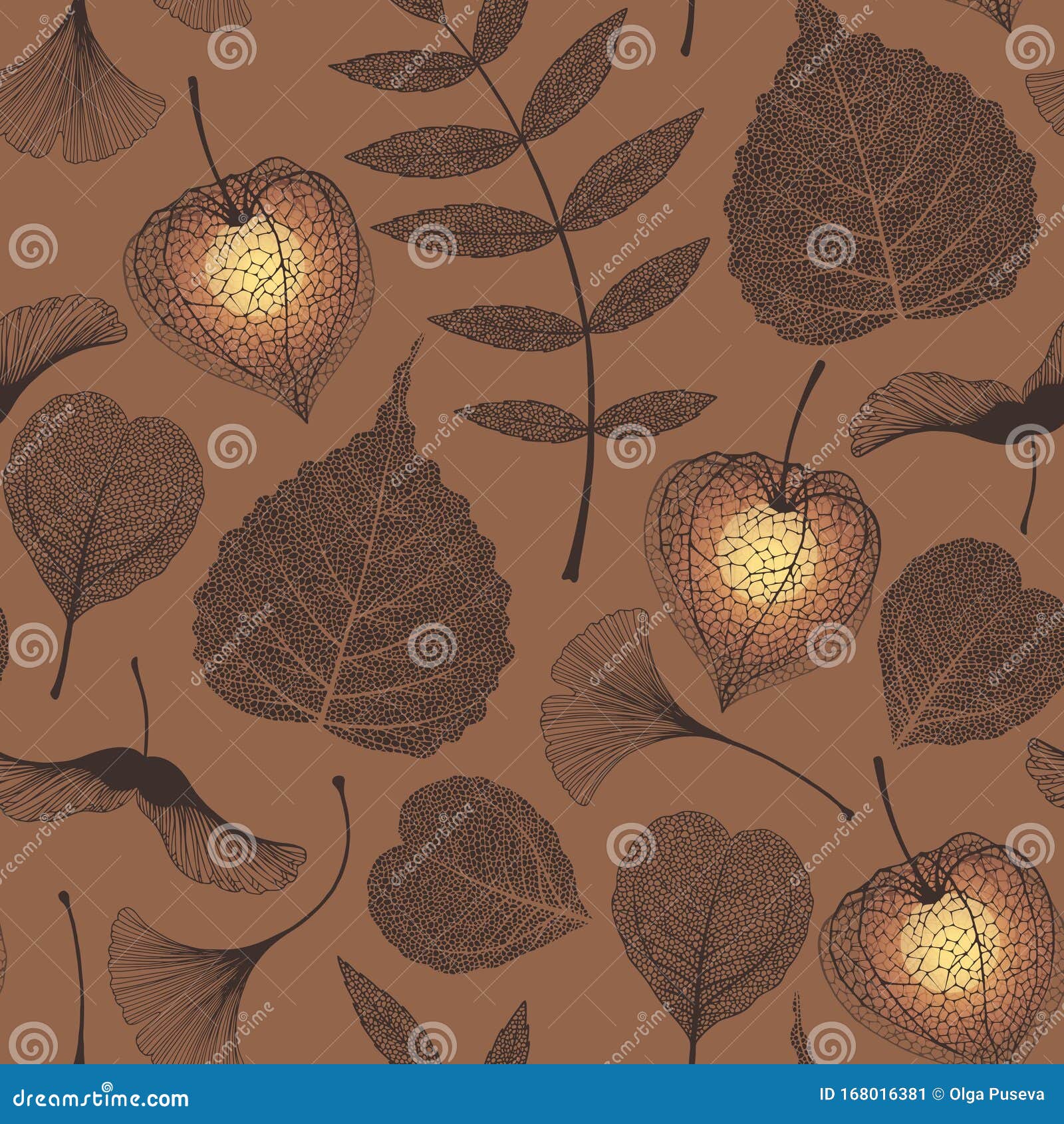 High Detail Skeleton Leaf Vector Seamless Pattern Stock Vector ...