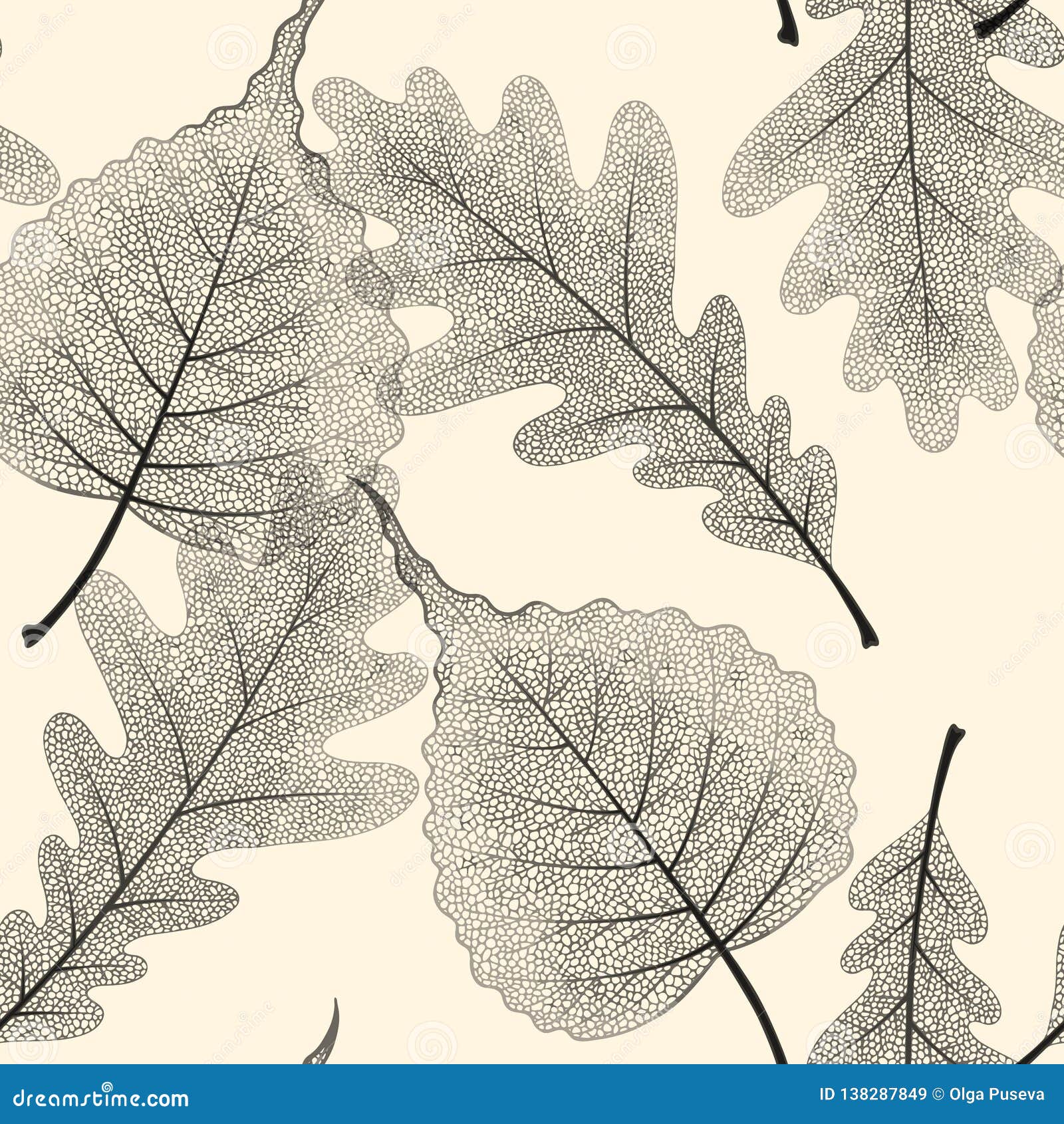 High Detail Skeleton Leaf Vector Seamless Pattern Stock Vector ...