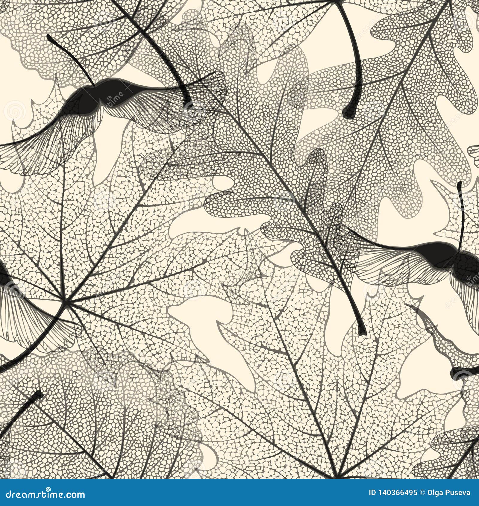 High Detail Skeleton Leaf Vector Seamless Pattern Stock Vector ...