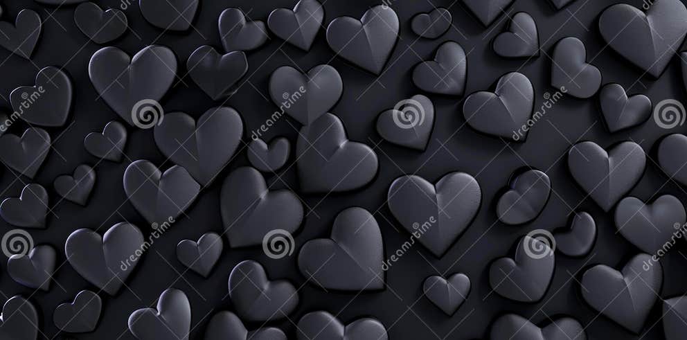 Dark Romance. Black Hearts Wallpaper Stock Illustration - Illustration ...