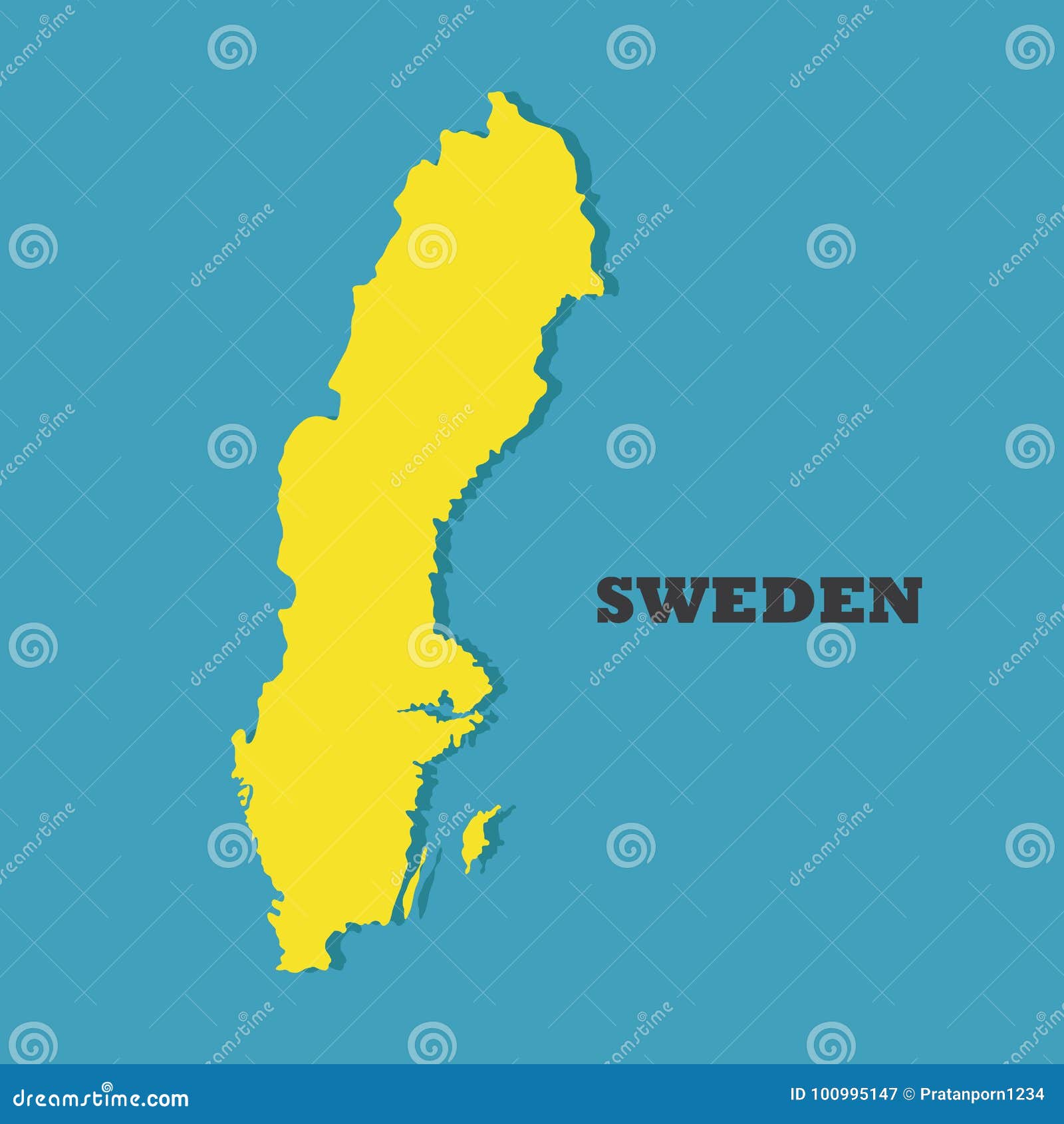 A High Detailed Colorful Sweden Map Stock Vector - Illustration of ...