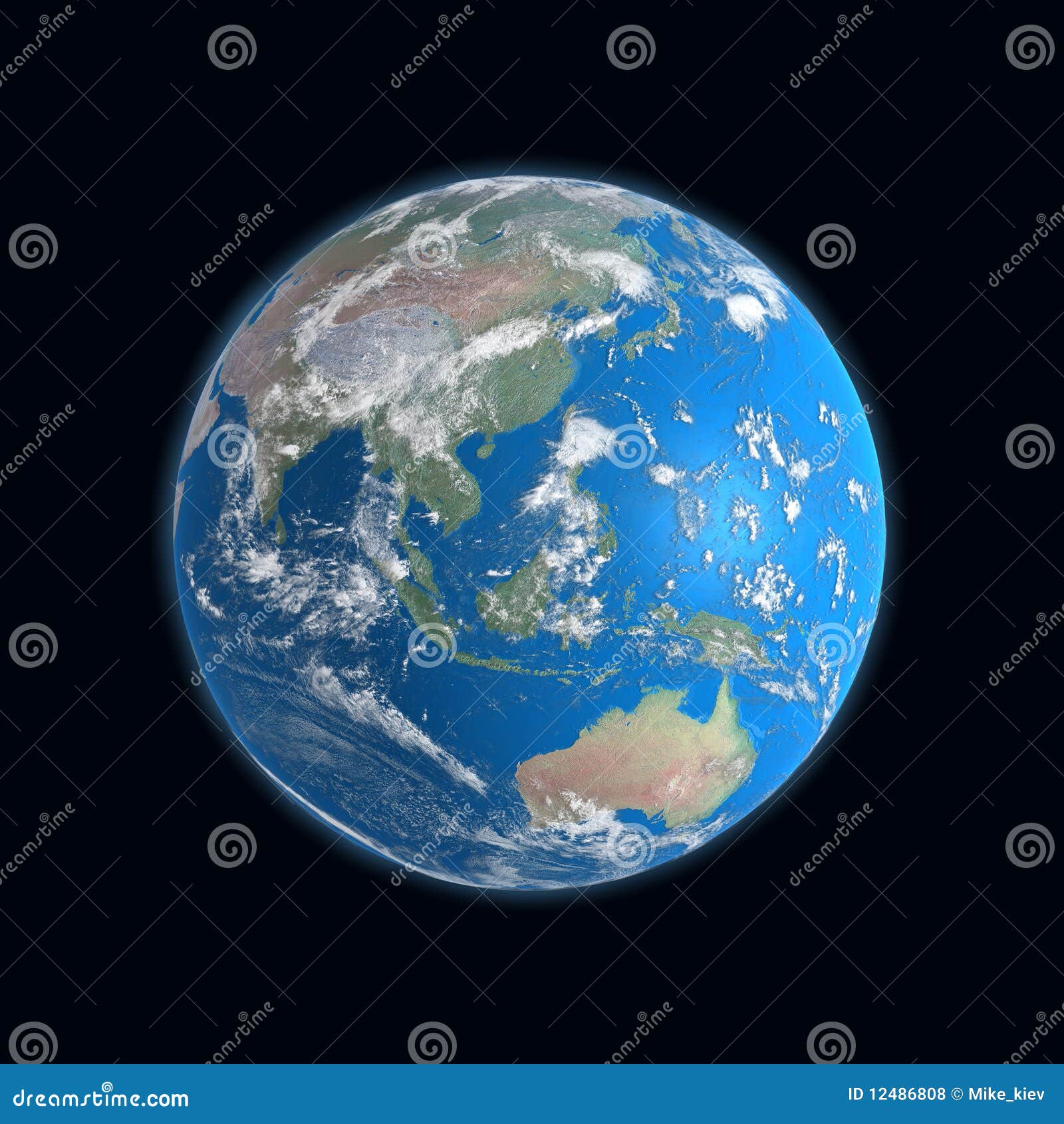 High Detailed Earth Map, China, Australia, Stock Illustration ...