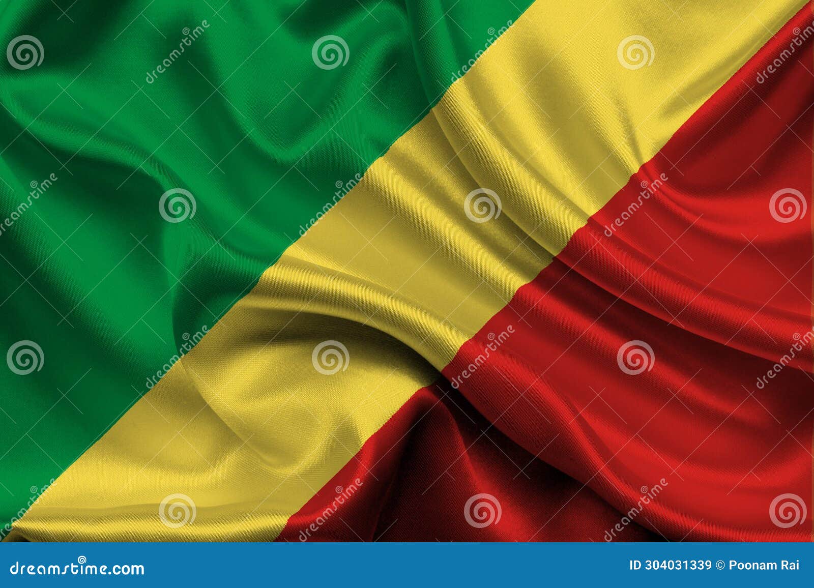 High Detailed Flag Of Congo Brazzaville National Congo Brazzaville