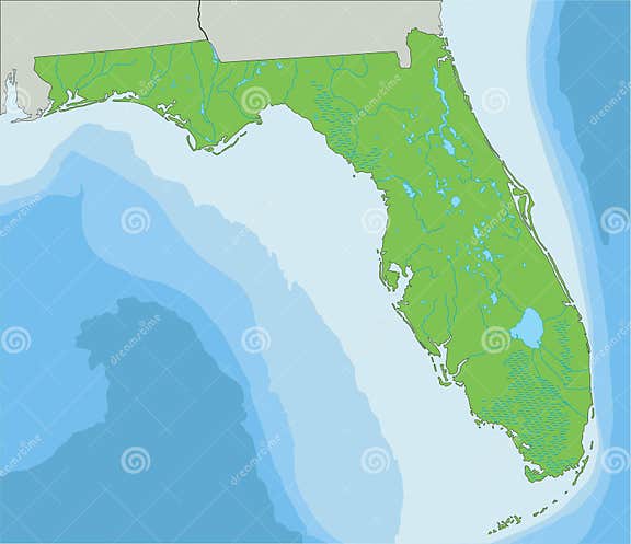 Detailed Florida Physical Map. Stock Vector - Illustration of editable ...