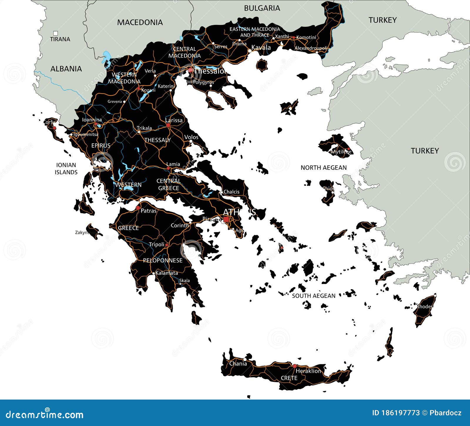 High Detailed Greece Road Map with Labeling. Stock Vector ... High Detailed Greece Road Map with Labeling. Stock Vector ...