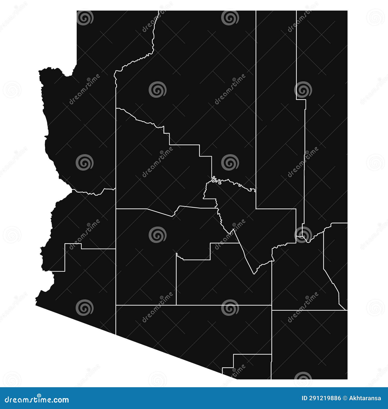 High Detailed Illustration Map - Arizona State Map with Counties Stock ...