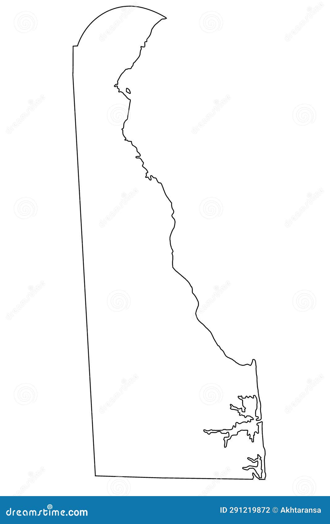 High Detailed Illustration Map - Outline Delaware State Map Stock ...