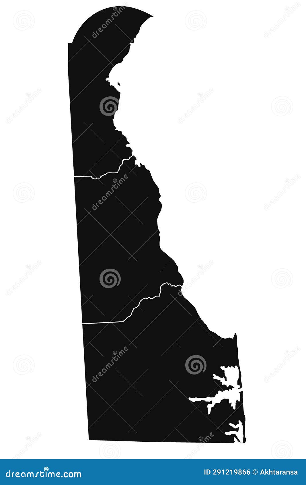High Detailed Illustration Map - Outline Delaware State Map with ...