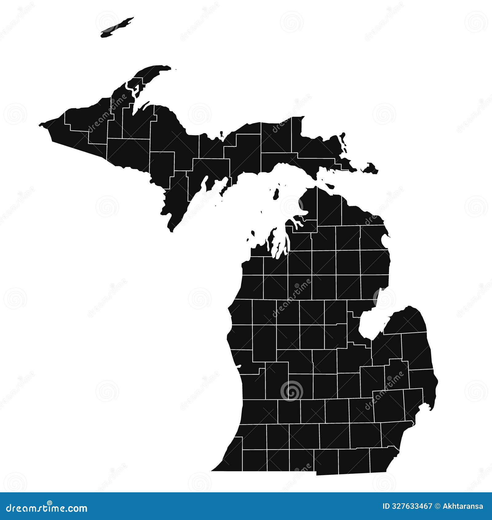 High Detailed Illustration Map - Outline Michigan State Map Stock ...