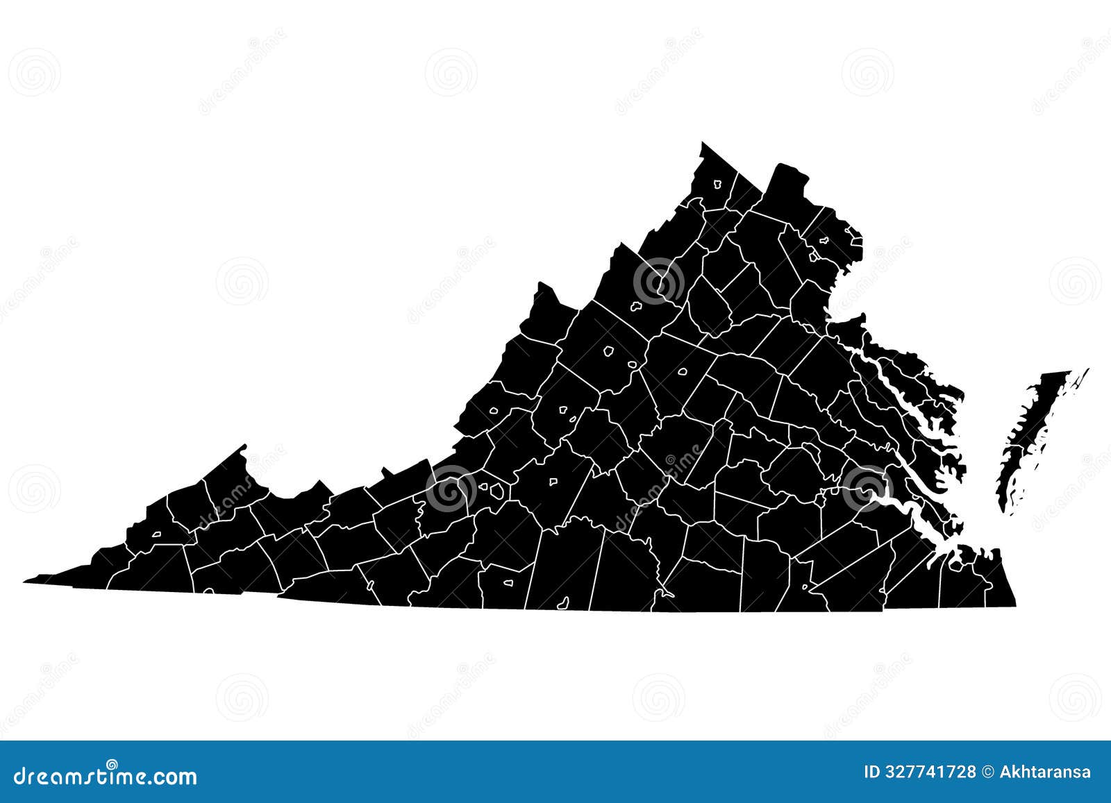 High Detailed Illustration Map - Outline Virginia State Map Stock ...